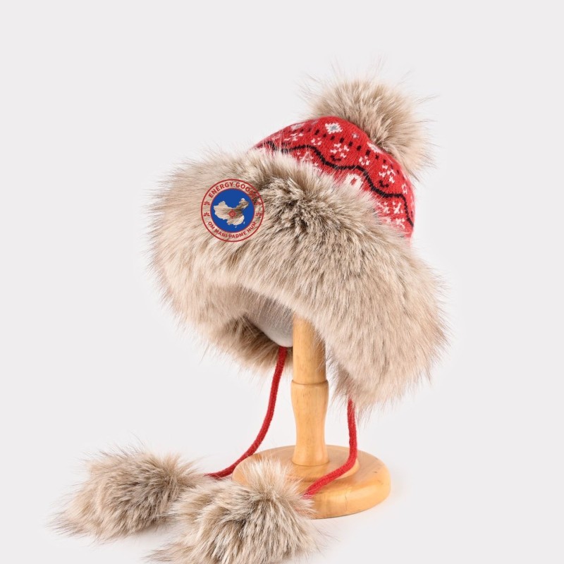 Original Beige Coffee Energy Goose Stripes Kid's Knit Lei Feng Fur Hat ...