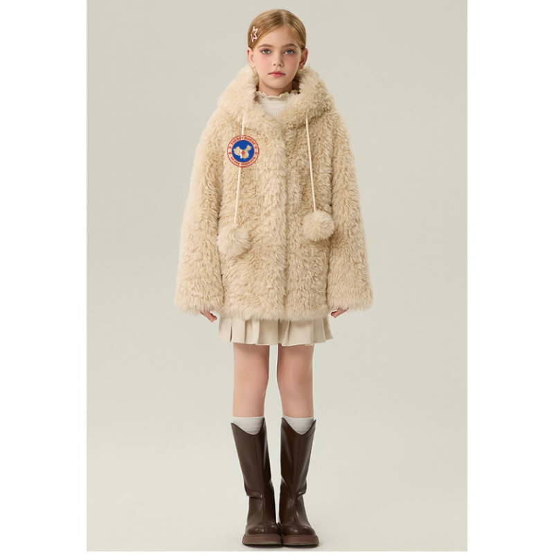 Authentic Taupe Gray Energy Goose Velvet Kid's Lamb Coat Elite Kids ...